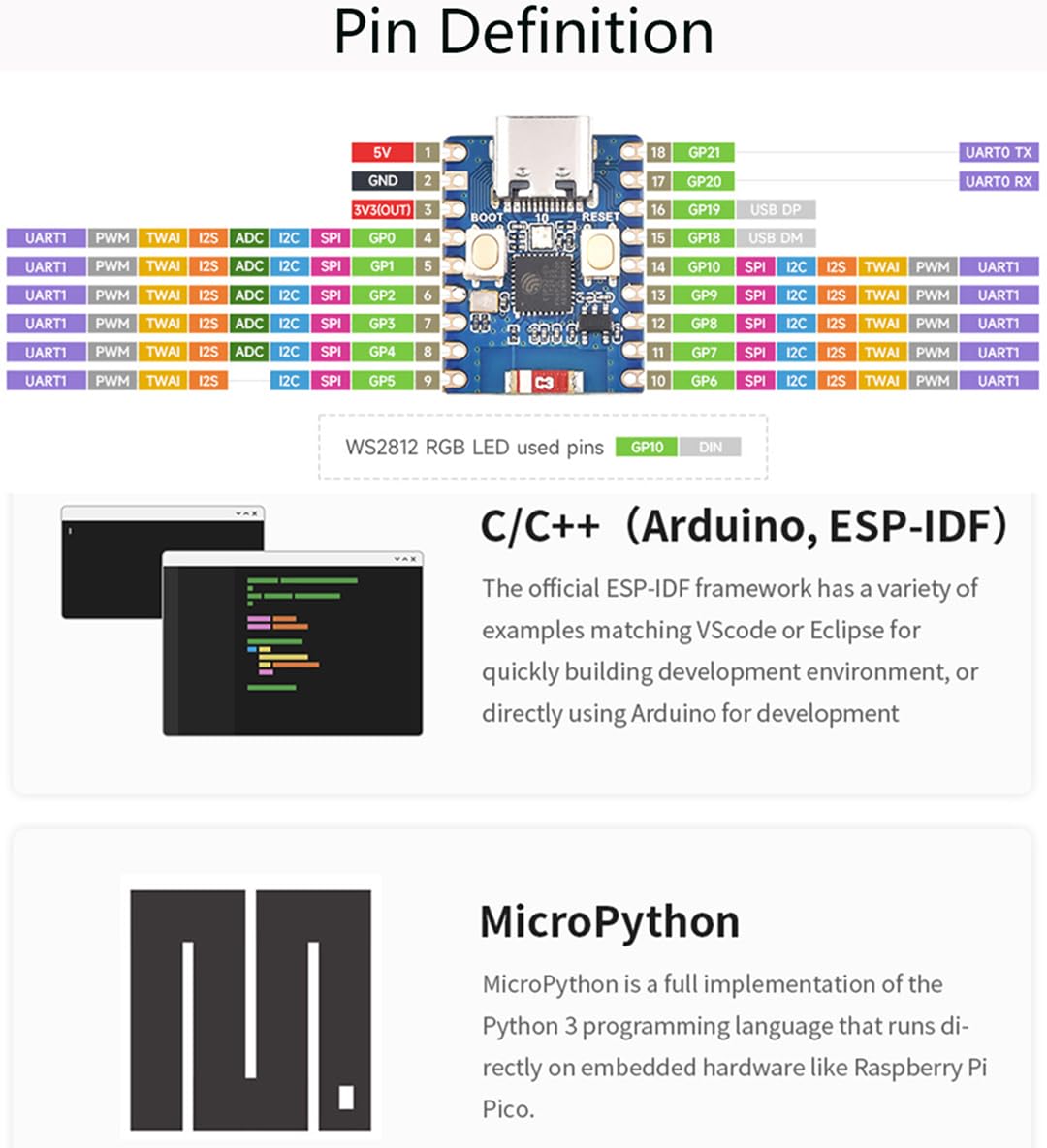 Mua Esp32 C3 Mini Development Board Based On Esp32 C3fn4 Single Core Processor 160mhz Running
