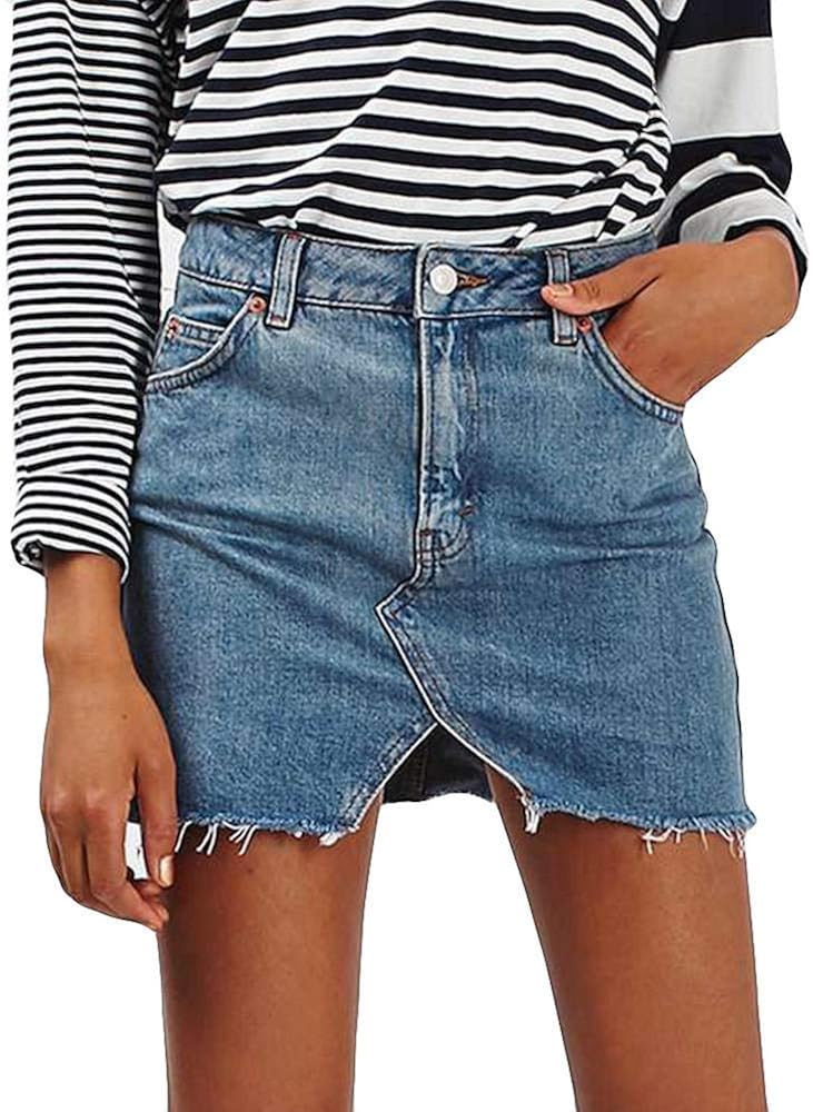 Kurzer Rock Mit Schlitzrock Frauen Sommer Hohe Taille Denim Hohlrock ...