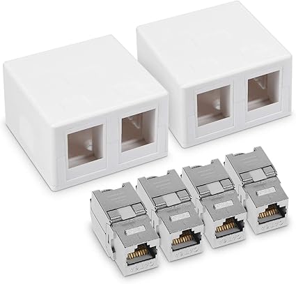 kwmobile 2X Roseta RJ45 para Pared con 4 módulos Keystone y 2 Puertos ...