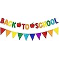 Amazon.com: Glitter Back to School Banner and Colorful Glittery Pennant ...