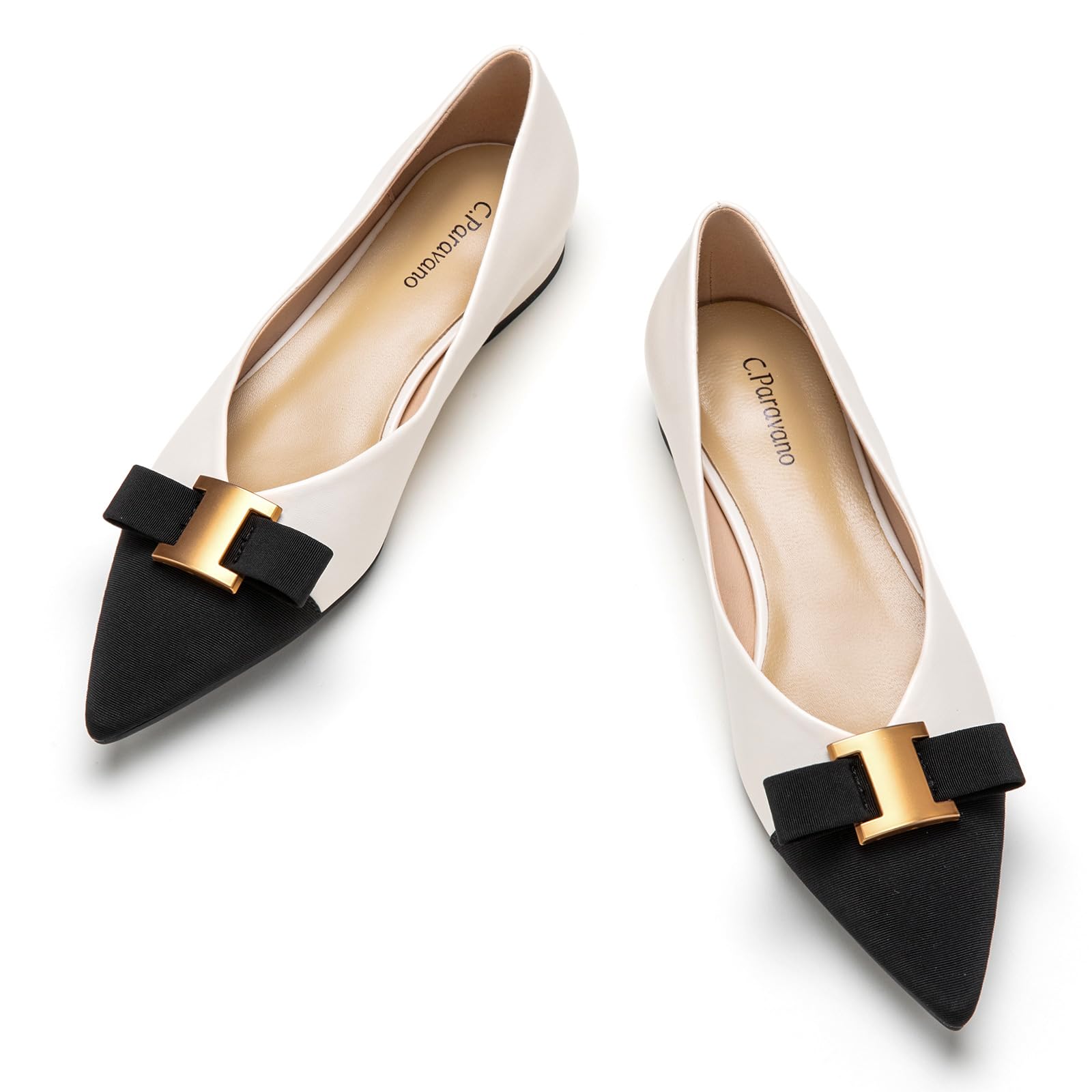 C.Paravano Women's Flats | Ballet Flats for Women | White Flats | Pointed Toe Flats | Women's ...