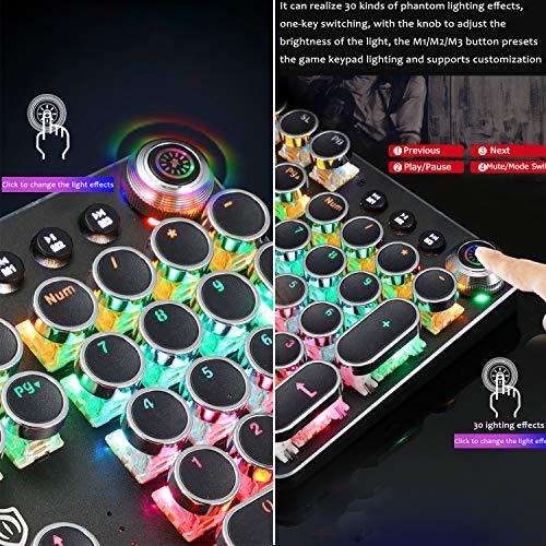 K820 Retro Steampunk Gaming Mechanical Keyboard-Blue Switch-RGB LED ...