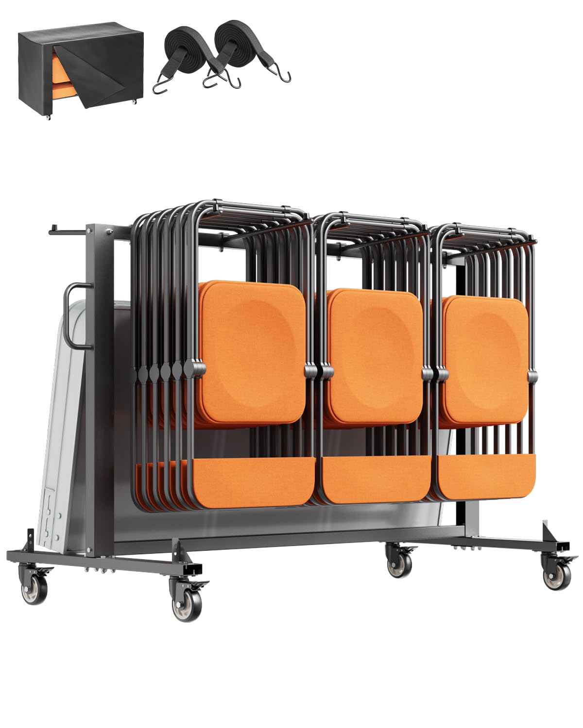 VEVOR Folding Chair Rack, 400 LBS Capacity, Heavy-Duty Chair Cart for ...