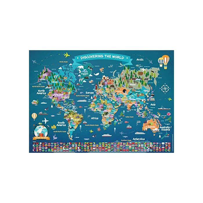 Buy World Map Poster for Children | Large Illustrated Wall Map Poster ...