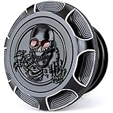 Amazon.com: Baoilai Aluminum Fuel Gas Tank Cover Cap 3D Black Skull Red ...