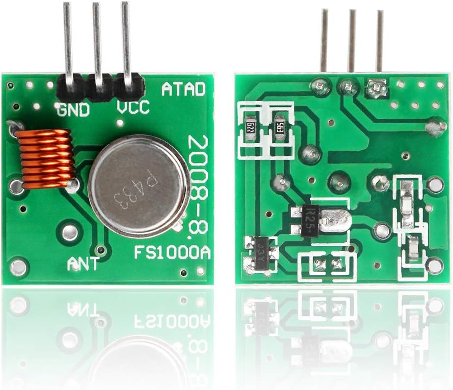 WayinTop 3 Set 433MHz RF Wireless Transmitter and Receiver Module + RF 433MHz Copper Spring ...