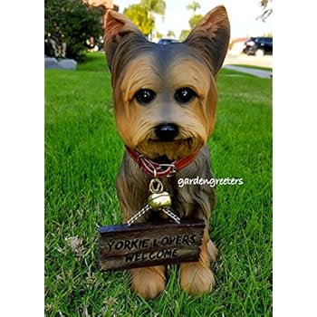 Amazon.com: Sandicast Life Size Yorkshire Terrier Sculpture, Sitting ...