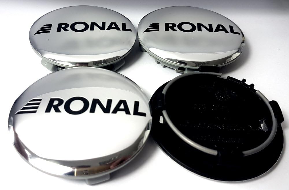 4 x Original Ronal 64 mm Hub Cover Hub Cap High Gloss Polished Centre ...
