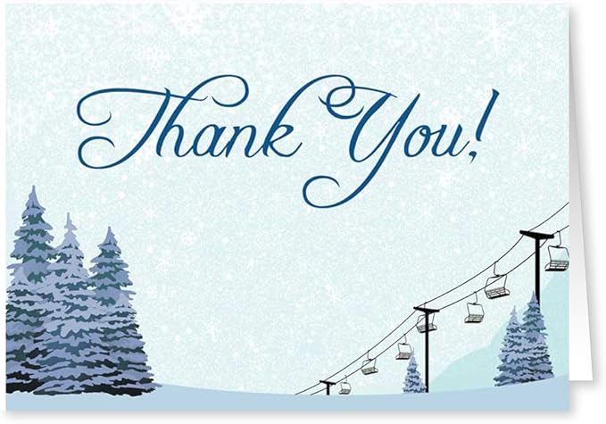Amazon.com: Skiing Theme Thank You Note Card - Winter Note Cards ...