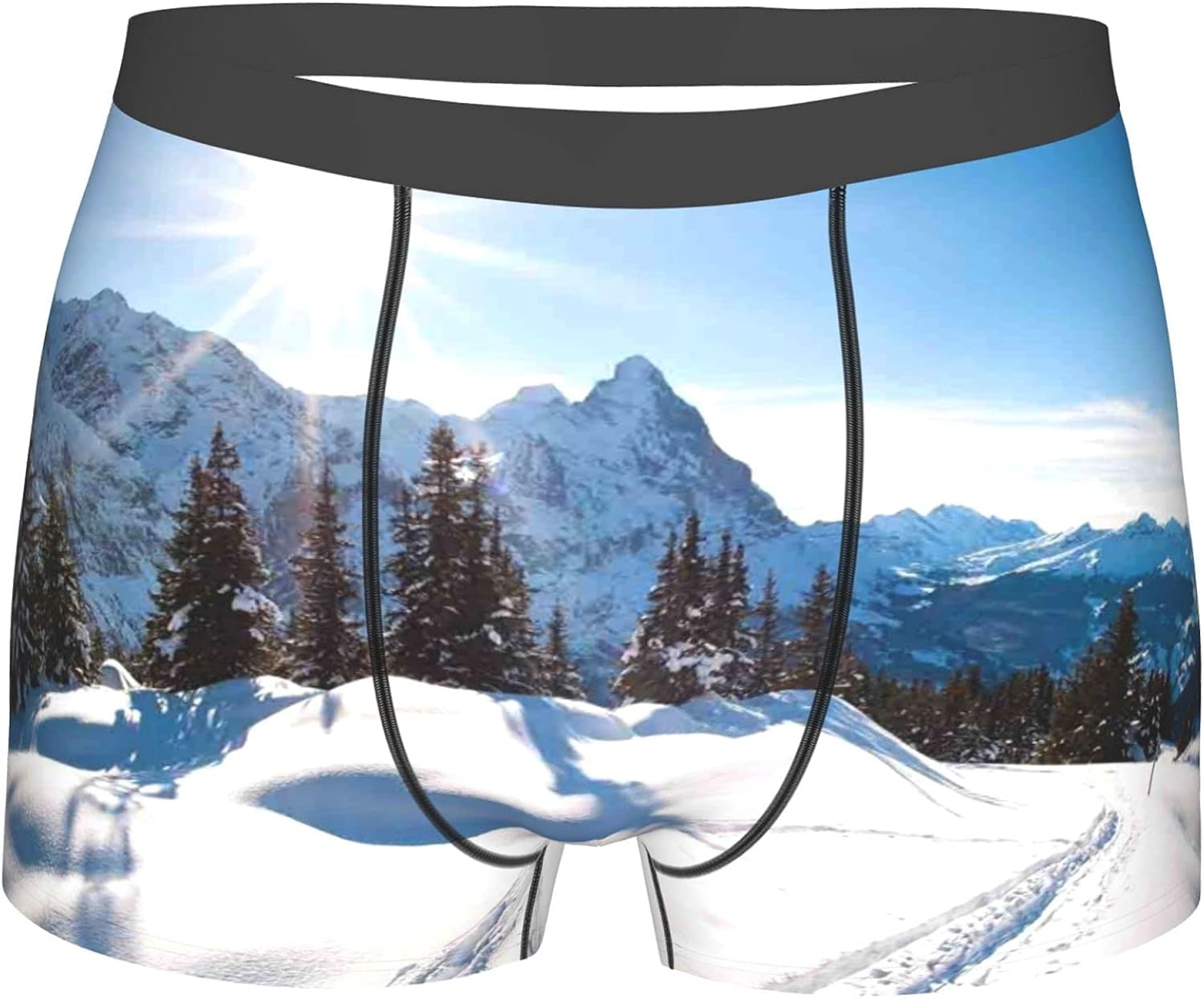 Men's Underwear,Panoramic Winter Scenery On Snow Covered Mountain With ...
