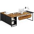 Amazon.com: LITTLE TREE 70.8 Inches Executive Desk and 55 Inches File ...