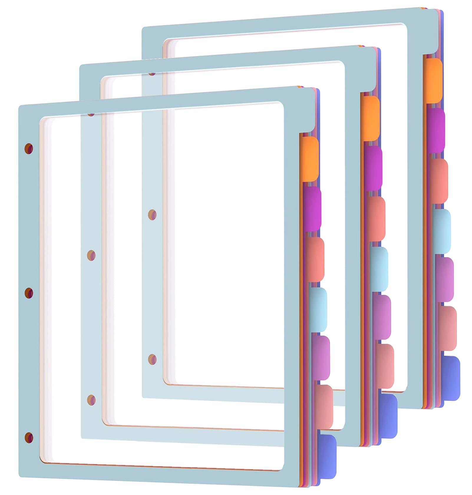 HABGP Binder Dividers with Tabs,8 Tab Dividers for 3 Ring Binder, Multi ...