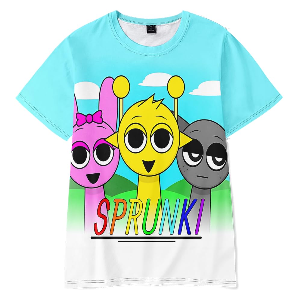 Sprunki Figure Shirt For Fans Gift Boys Sprunki T-Shirt Kids Sprunki 3D ...