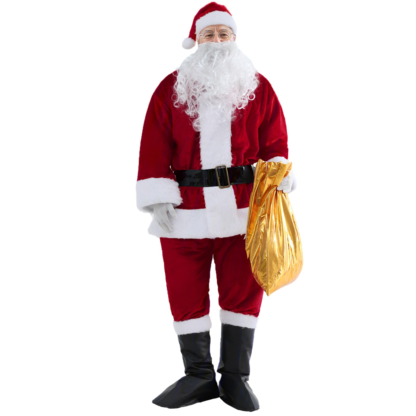 aisacsop Santa Claus Costume for Men, Deluxe Santa Suit with Plush ...