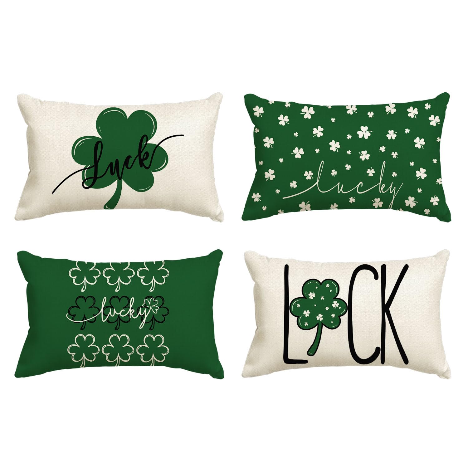 AVOIN colorlife St Patrick's Day Lucky Clover Throw Pillow Covers, 12 x ...