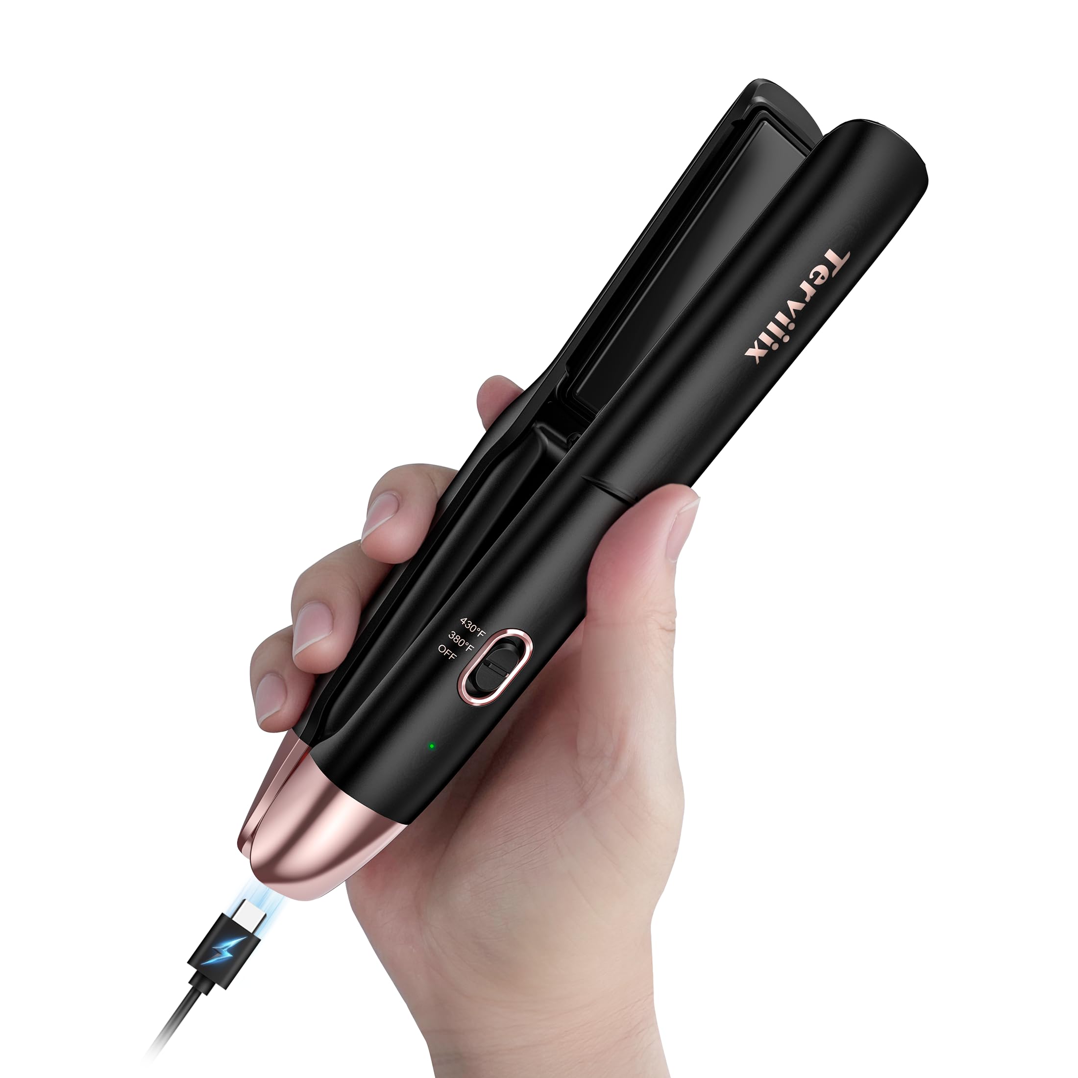 Terviiix Cordless Hair Straightener, 2-in-1 Mini Flat Iron & Curler ...