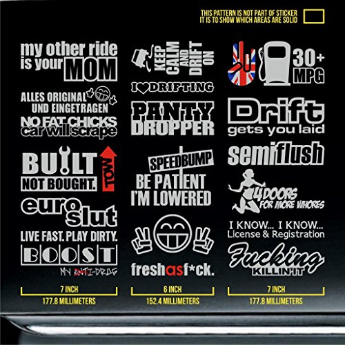 Buy jdm sticker bomb euro dtm kdm usdm decal pack racing car cool glass ...