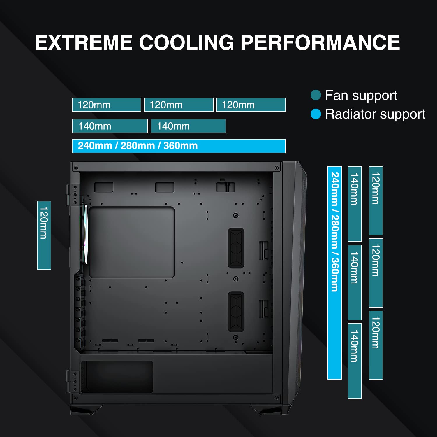 Mua DARKROCK Vegas Mid-Tower E-ATX/ATX Gaming PC Case, 360mm Radiator ...