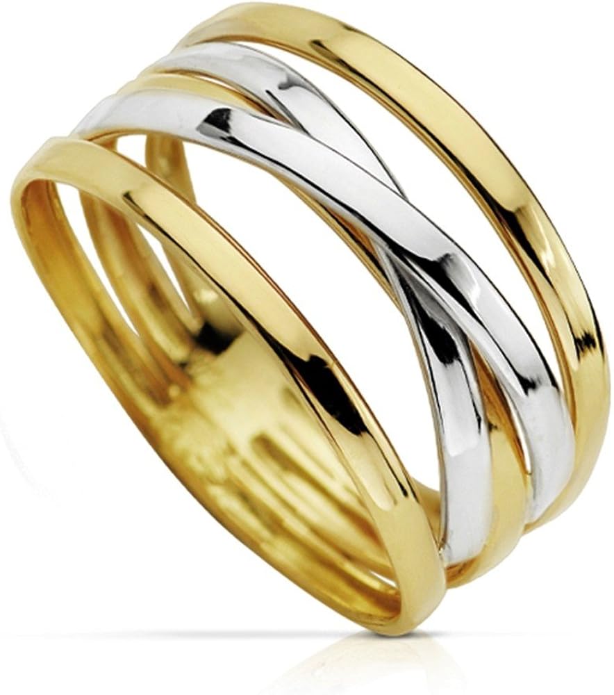 18 Karat Gold Ring bicolor weißen Bänder gekreuzt [AA7257]: Amazon.de ...