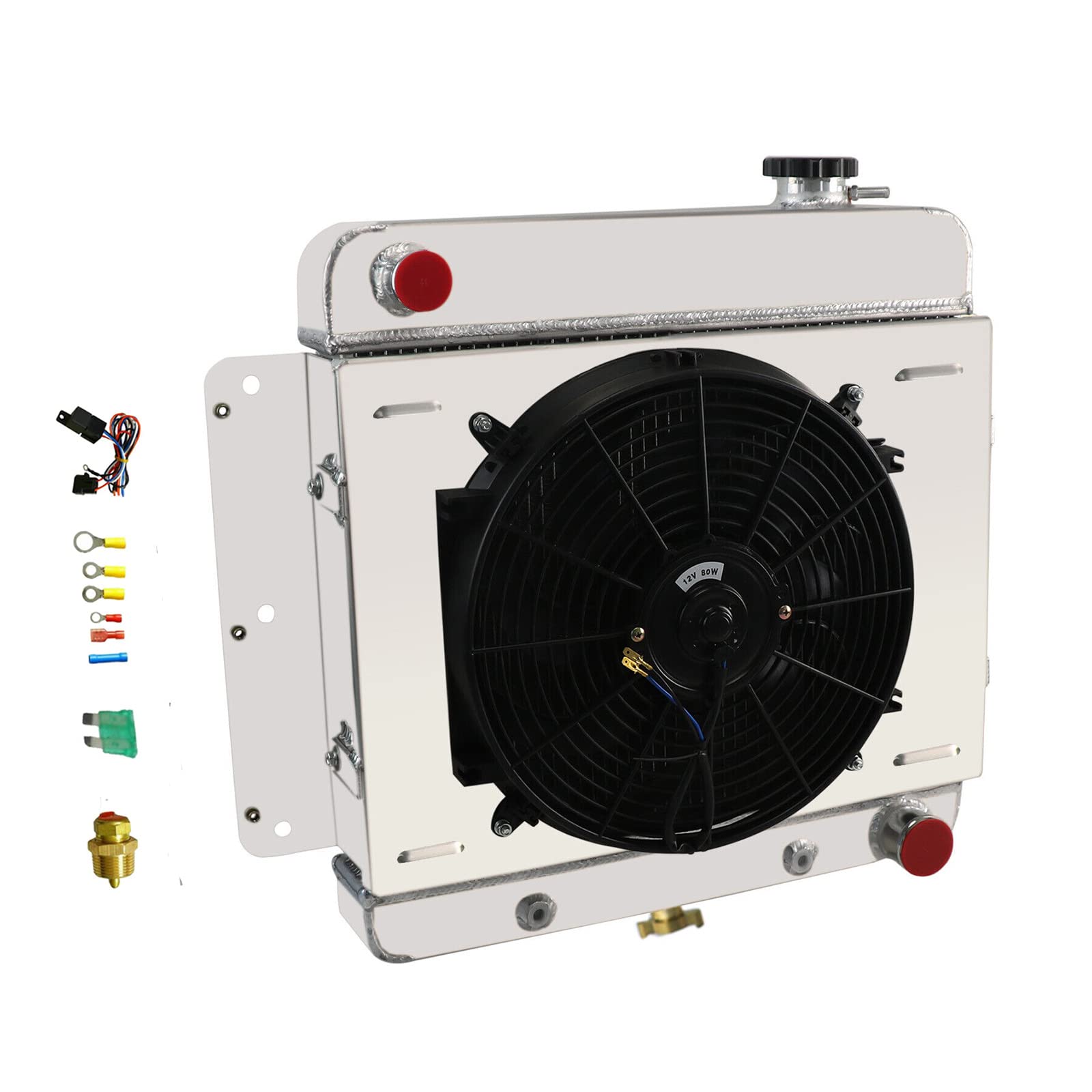 Cubauto 3 Row Aluminum Radiator+shroud Fan+Relay Compatible with 1962 ...