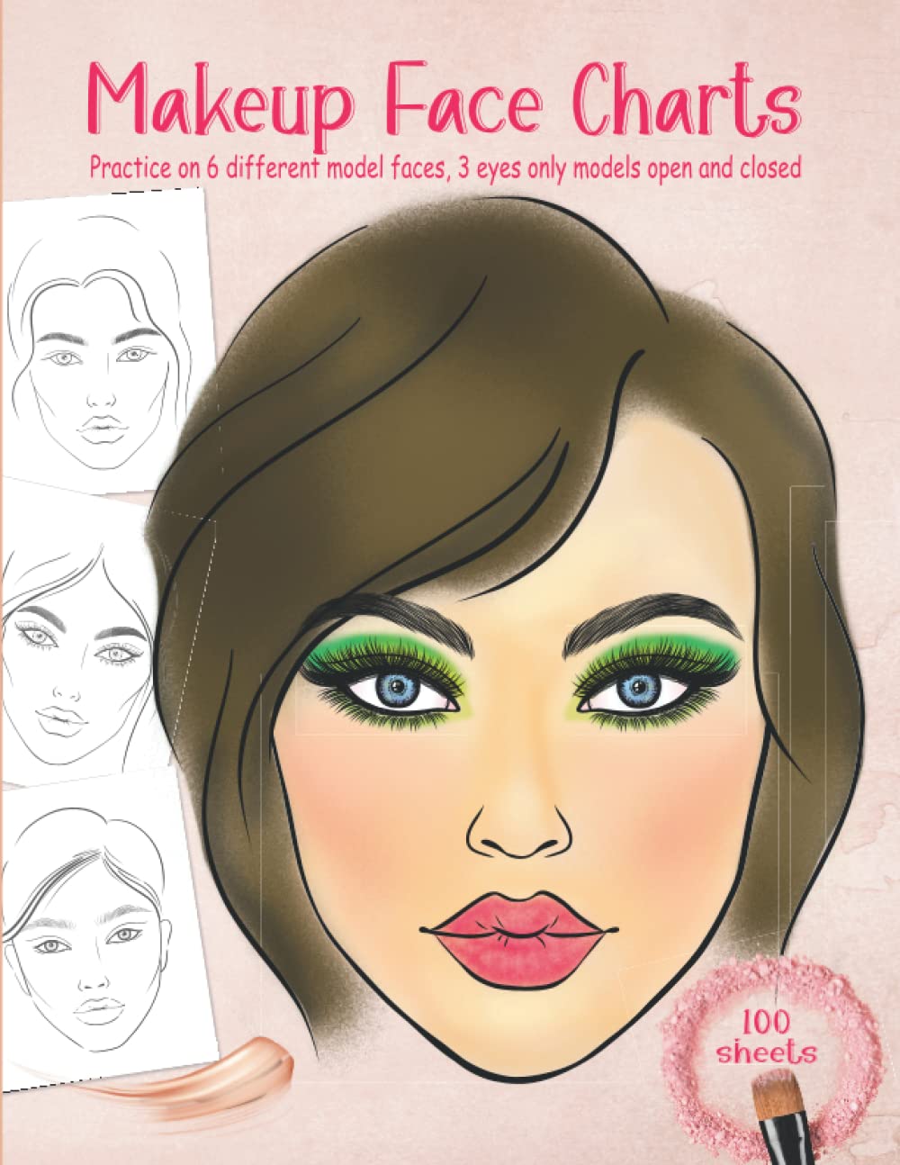 Mua Makeup Practice Charts: 100 Blank Make-up Face Chart Worksheets ...