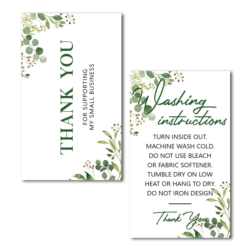 50 Washing Care Thank You Instructions Cards, Customer Directions Cards ...