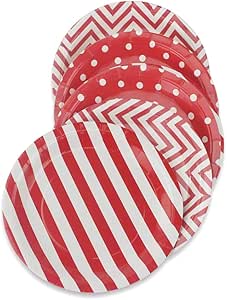 Amazon.com: Red Party Paper Plates 36pcs - 9inch Biodegradable Round ...