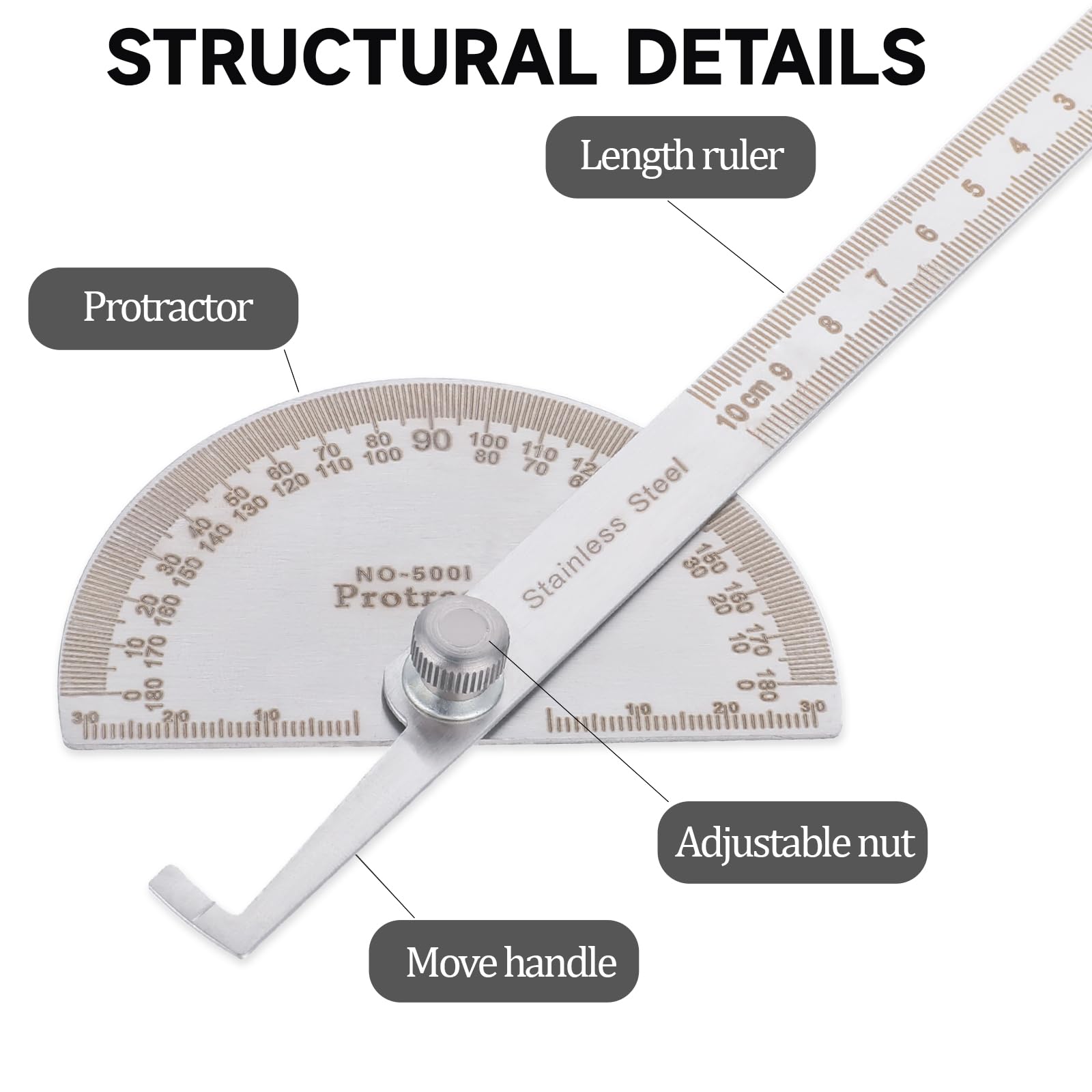 Mua Stainless Steel Protractor Large Protractor Angle Protractor 180 ...