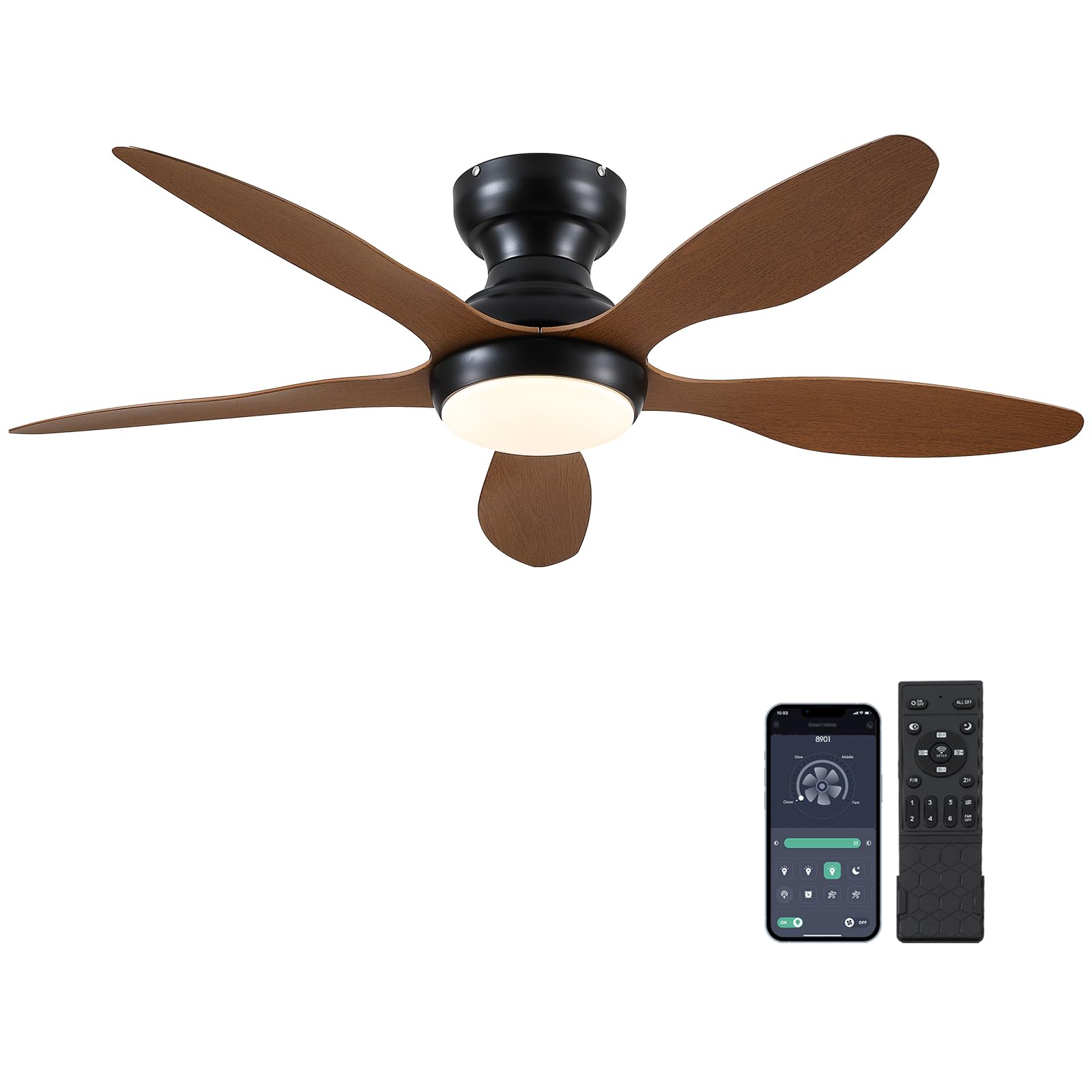 Ceiling Fans with Lights, 46 inch Modern Low Profile Ceiling Fan with ...