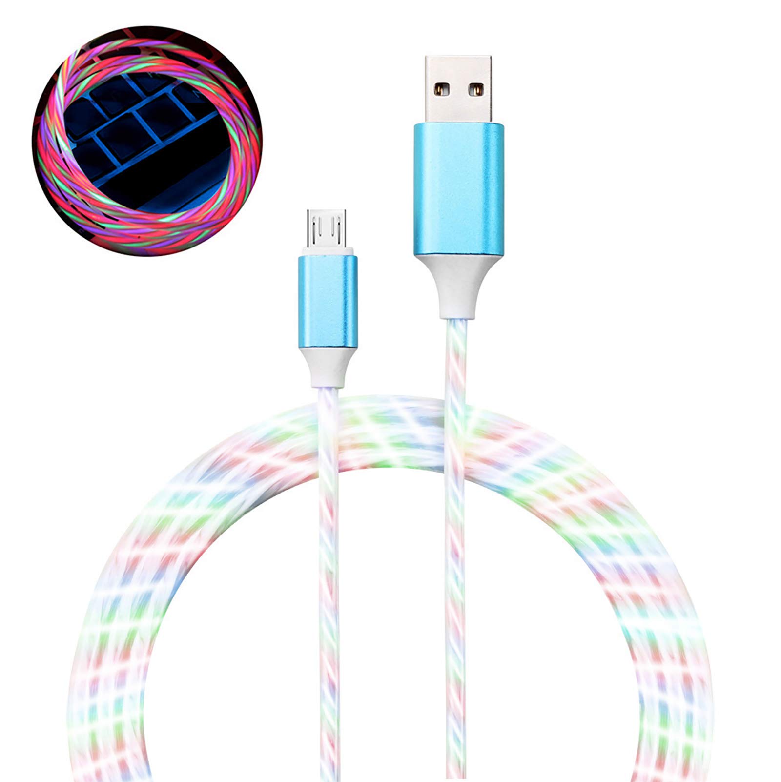 KORABA 6FT Micro USB Cable,LED Light up USB Charging Cord with Color ...