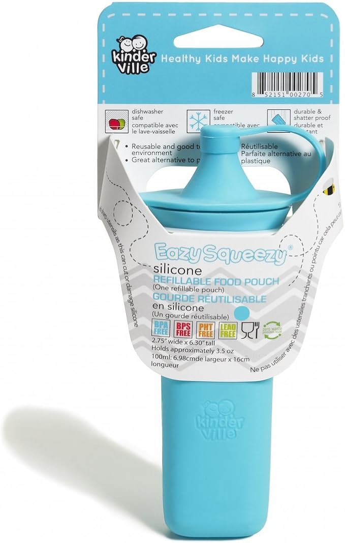 Kinderville Patented Easy Squeezy Food Pouch 100% Food-Grade Silicone ...
