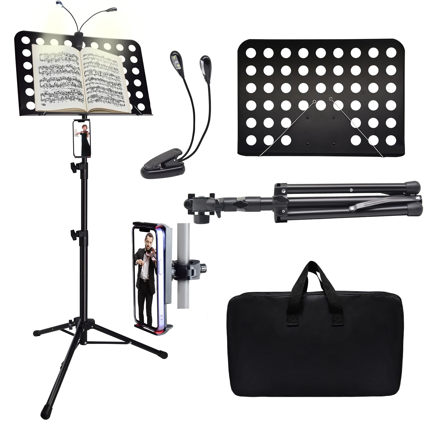Mua Sheet Music Stand with Light & Phone Holder, 57" Music Stand for ...