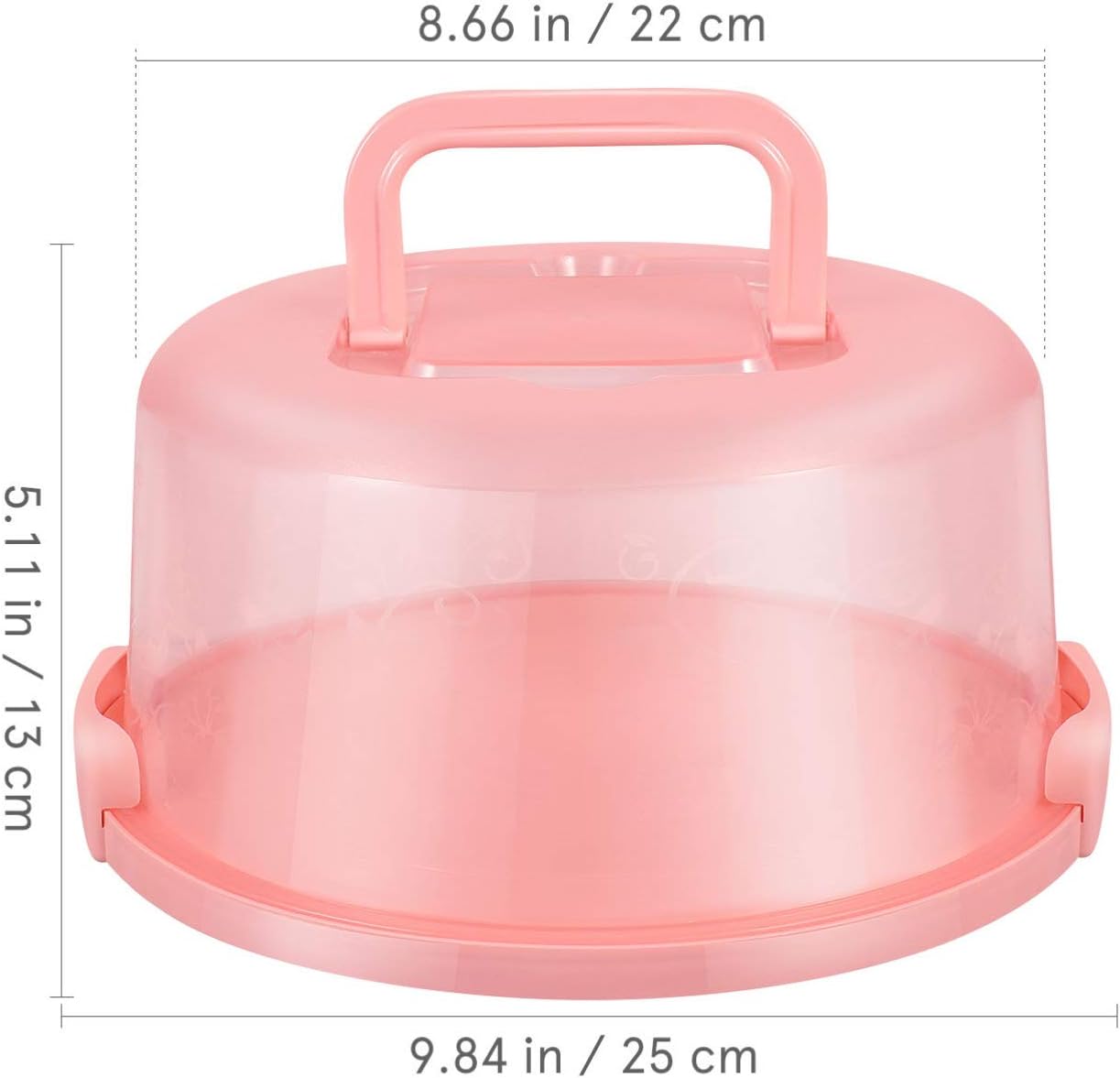 Hemoton Plastic Round Cake Carrier with Lid Carry Handle and Easy ...