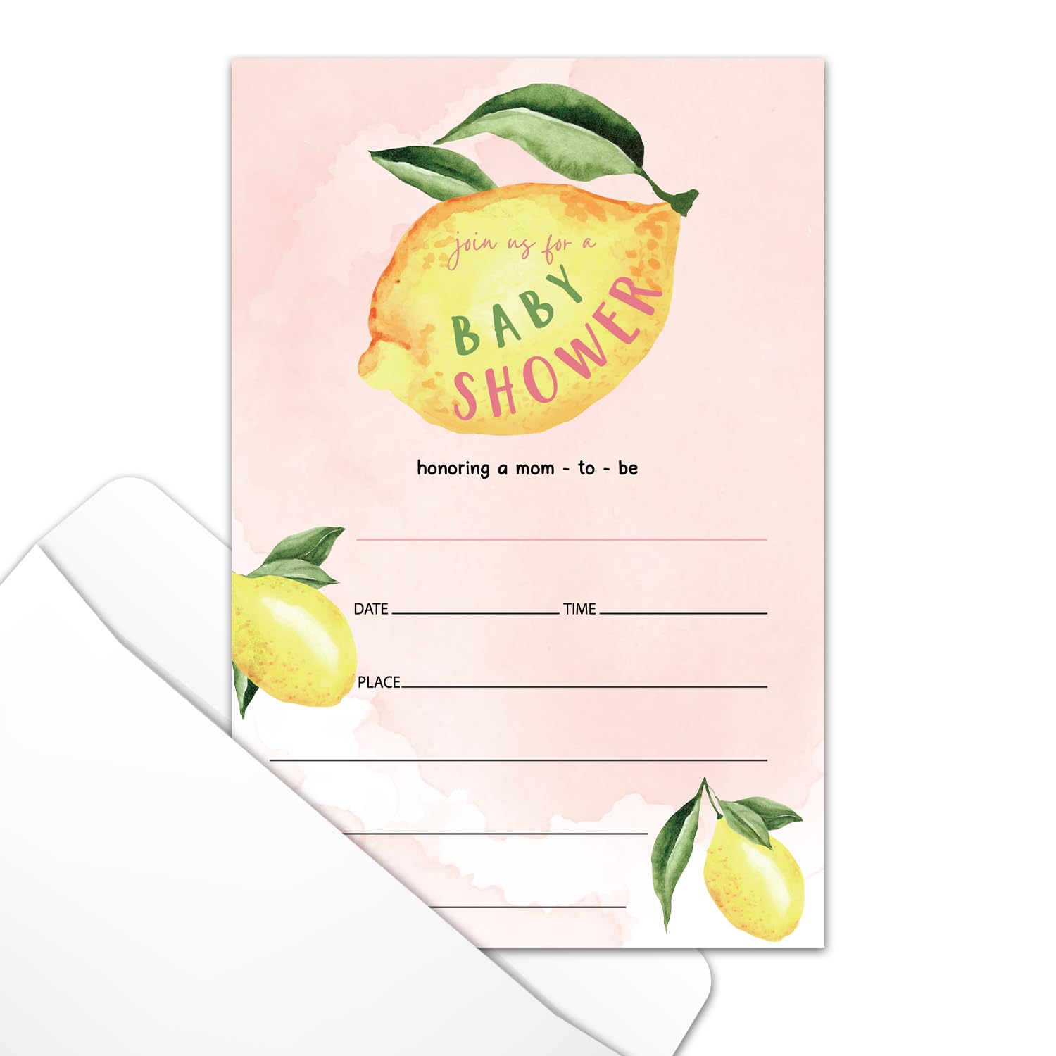 Qssfdgg Lemon Theme Baby Shower Party Invitations with Envelopes, Lemon ...