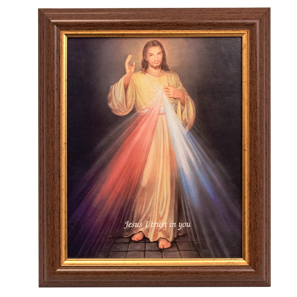 Divine Mercy Print in Walnut Frame | 12 x 10 | Jesus, I Trust in You ...