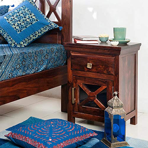 Buy Fabindia Crisscross Bedside Table Rectangle Single Shelf (Sheesham ...
