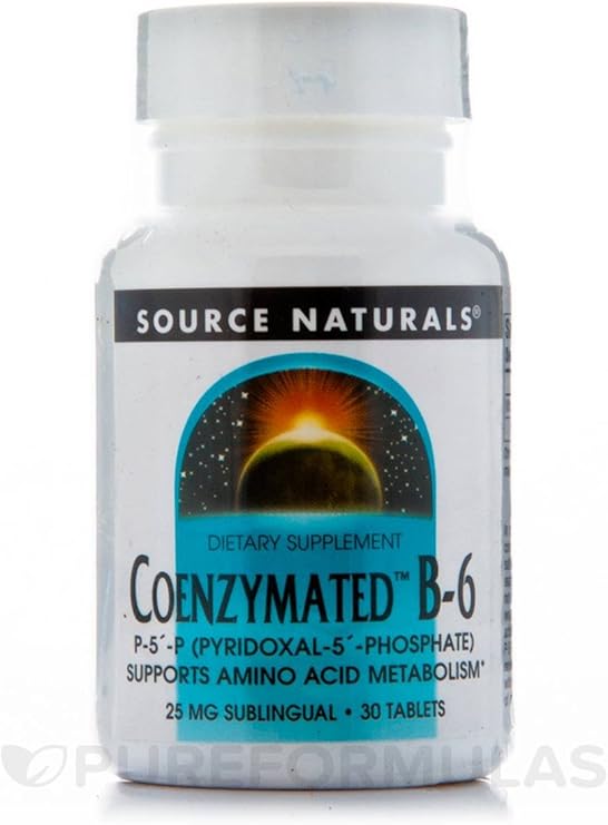 Amazon.com: Source Naturals Coenzymated B-6 25mg P-5 Pyridoxal-5 Phosphate Fast-Acting, Quick ...