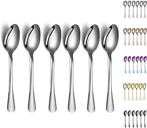 Amazon.com: Dinner Spoons, Kyraton 6 Pieces 7.5" Stainless Steel Table ...