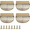 RZDEAL Solid Brass Edge Pulls for Cabinets Brushed Gold Leaf Knobs and Pulls for Dresser Drawers ...