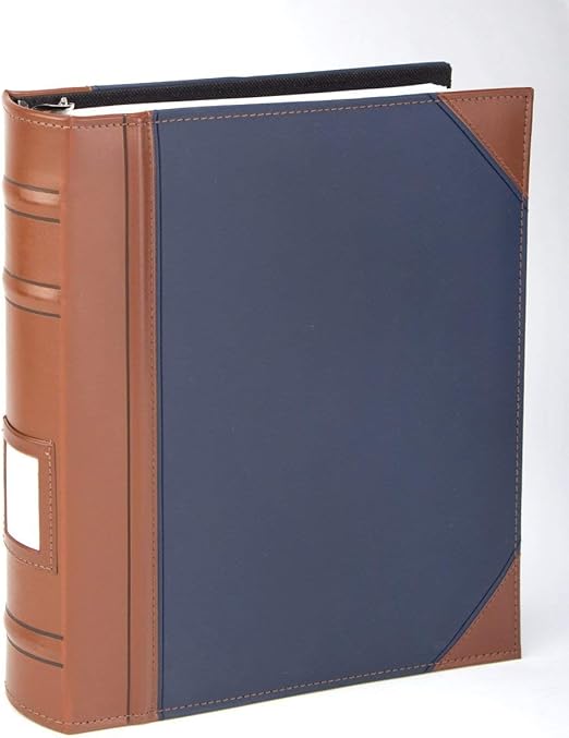 Executive Binder, English Leather 2 Tone with Stitching and Ribbed ...