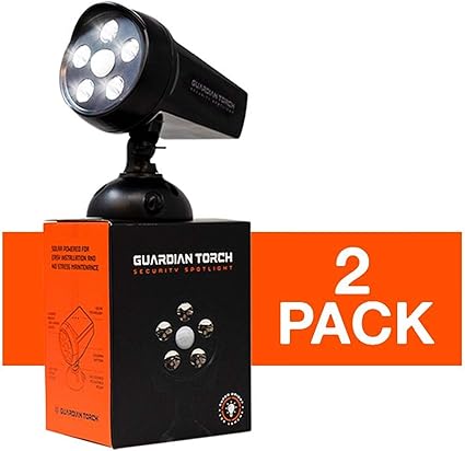 Guardian Torch - Home Security Spotlight (2 Pack) Solar Powered - 120 ...