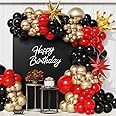Amazon.com: Red and Black Gold Balloon Arch Garland kit 150Pcs Red and Black Chrome Gold and ...