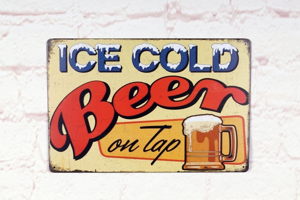 Amazon.com: Ice Cold Beer On Tap Vintage Tin Metal Signs Bar Pub Home ...