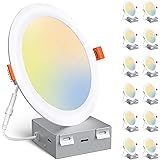 Amico 12 Pack 6 Inch 5CCT Ultra-Thin LED Recessed Ceiling Light with ...