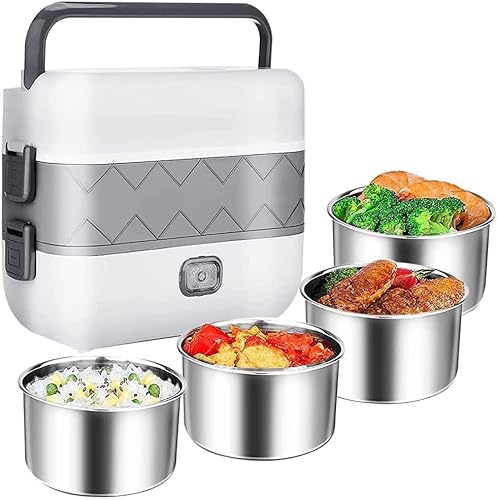 Portable Self Cooking Electric Lunch Box, Mini Rice Cooker, 2 Layers 4 ...