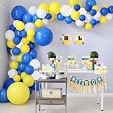 Amazon.com: 100pcs Blue Yellow White Balloon Garland & Arch Kit-100Pcs Latex Balloons, 16 Feets ...