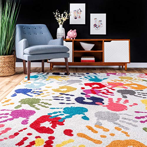 nuLOOM Pinkie Handprint Nursery Kids Rug, 10' x 14', Multi - The Home ...
