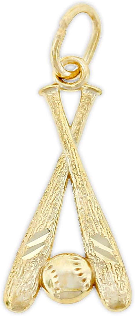 Amazon.com: Charm America - Gold Baseball Bat and Ball Charm - 10 Karat ...