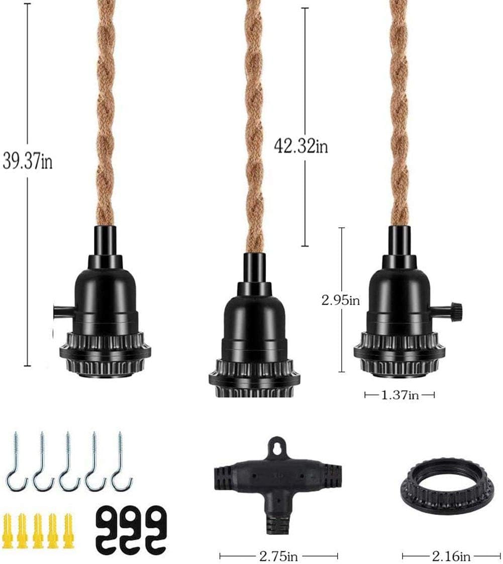 Triple Pendant Light Cord – 27ft Hanging Light Kit with Independent ...