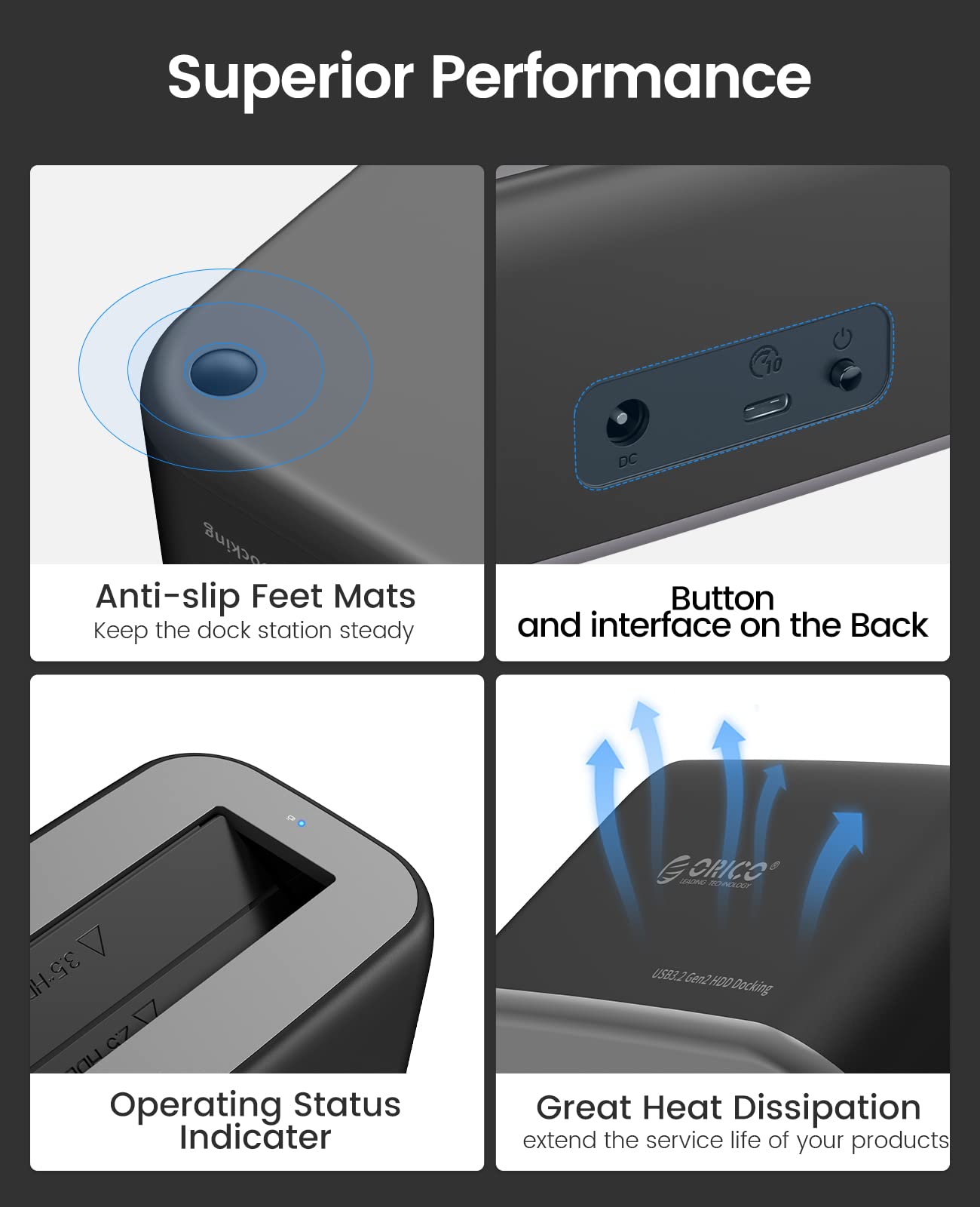 Mua ORICO Hard Drive Stand, SATA to USB C HDD Docking Station, USB 3.2 ...